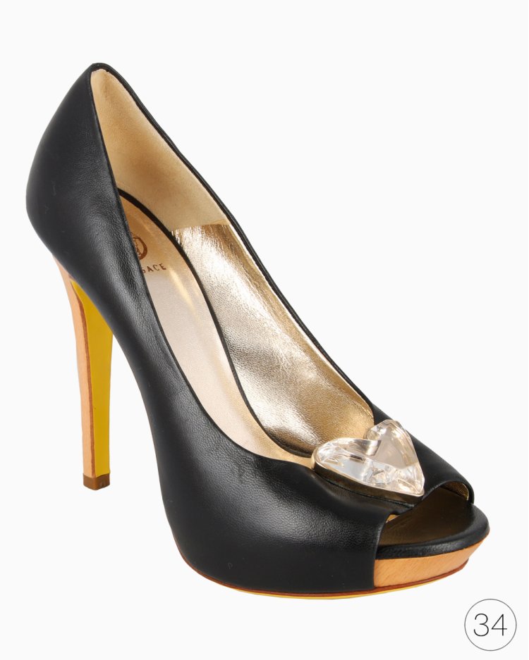 Sapato Versace Original Peep Toe Coração Preto Feminino