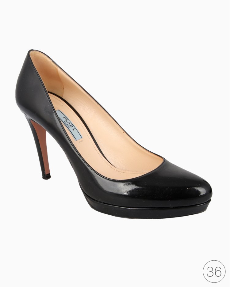 Sapato Prada Original Couro Verniz Preto Feminino
