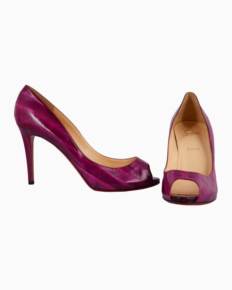 Sapato Christian Louboutin Original Peep Toe Roxo Feminino
