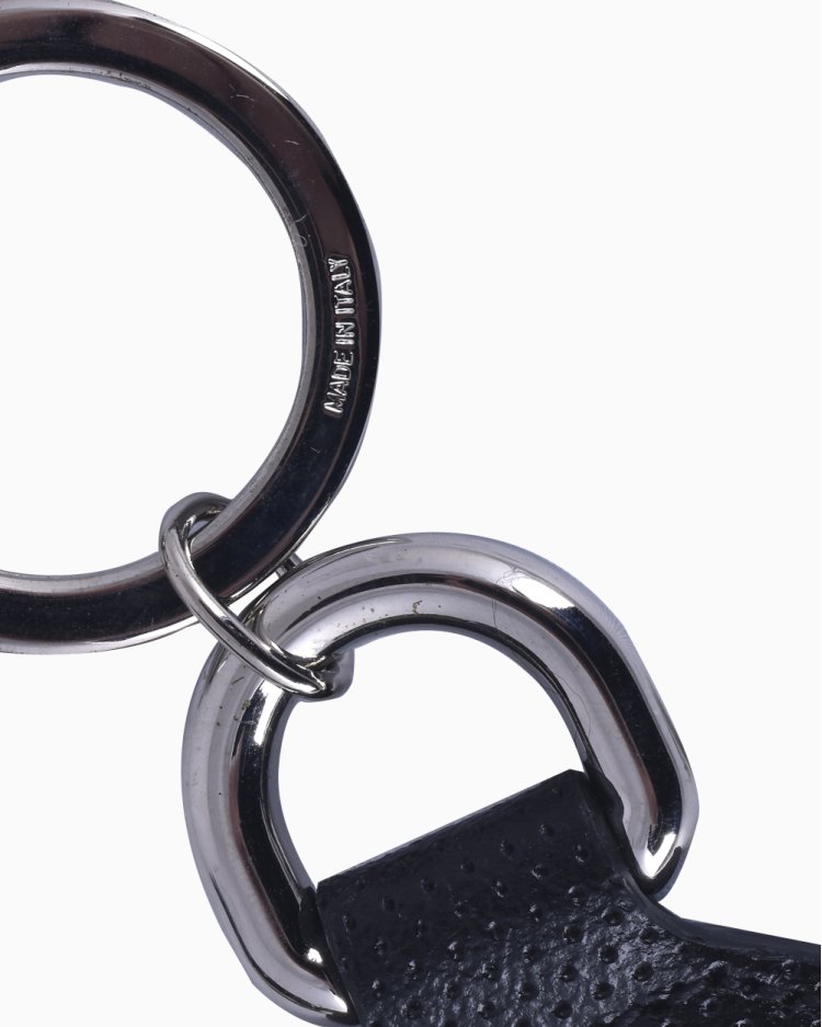 Chaveiro Gucci Original GG Metal e Couro Preto Masculino