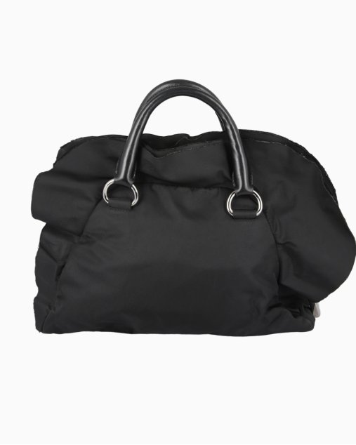 Bolsa Prada Original Tessuto Ruffle Bowler Preta Feminina