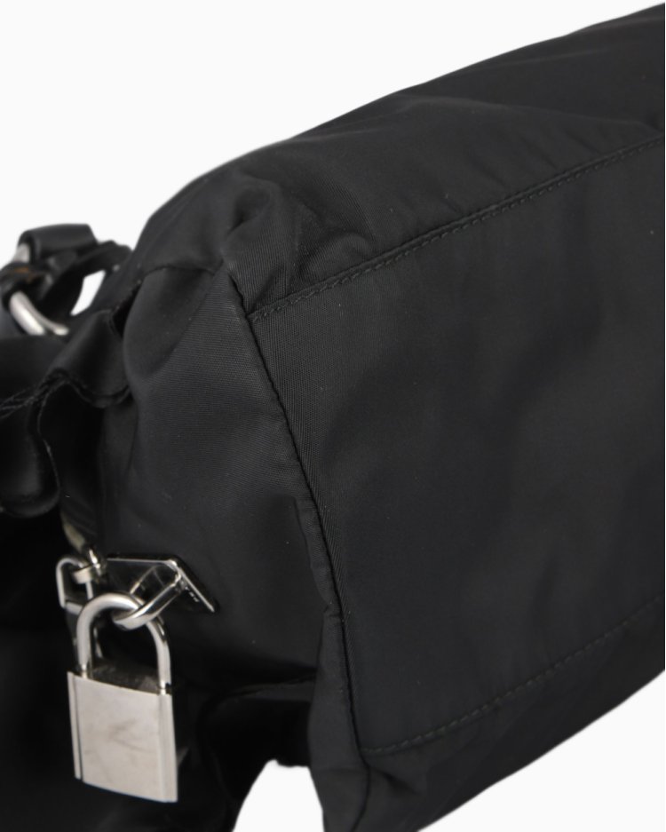 Bolsa Prada Original Tessuto Ruffle Bowler Preta Feminina
