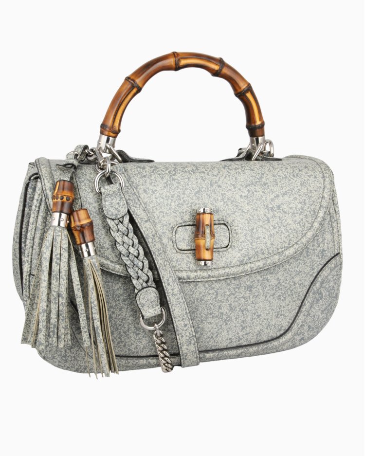 Bolsa Gucci Feminina New Bamboo Large Speckled Cinza Feminina