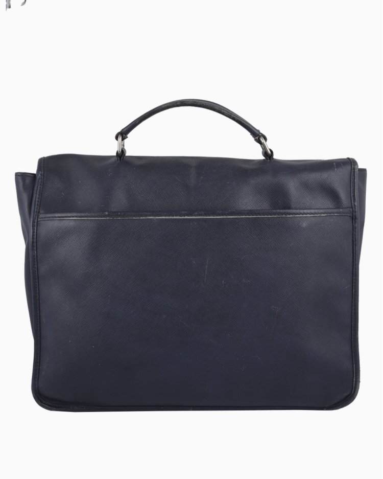 Pasta Prada Original Couro Azul Marinho Masculina