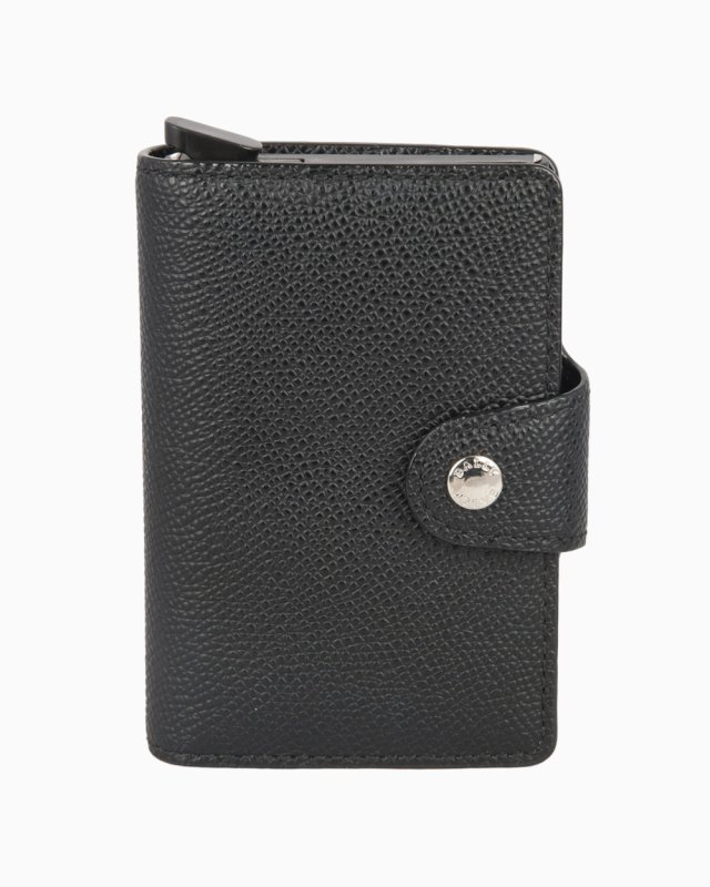 Porta Cartão Bally Original Couro Preto Masculino
