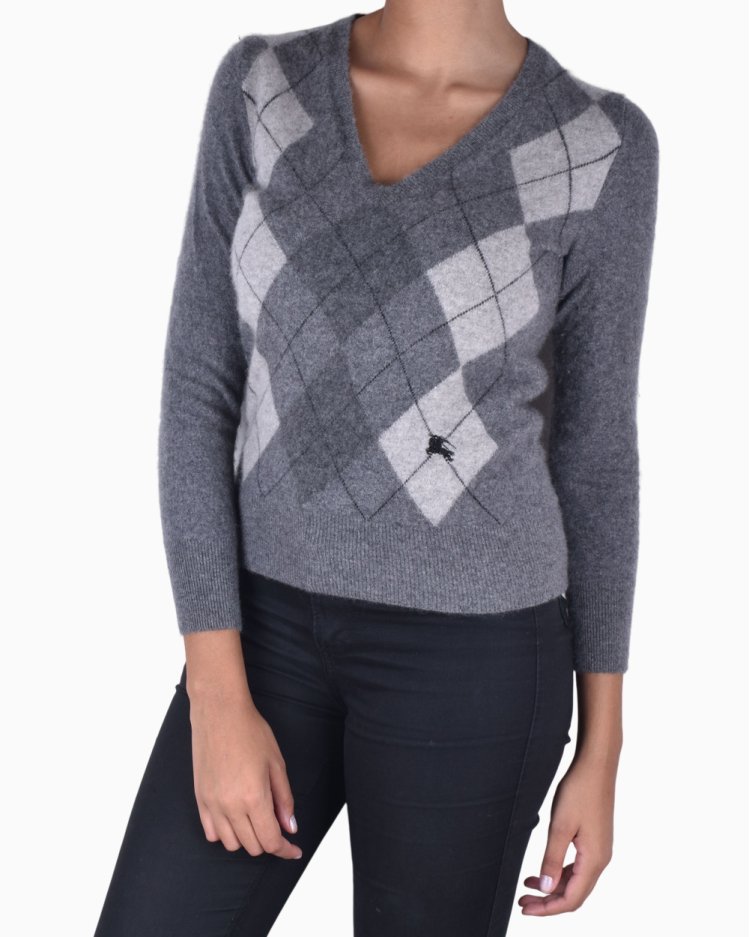 Suéter Burberry Original Cashmere Cinza Feminino