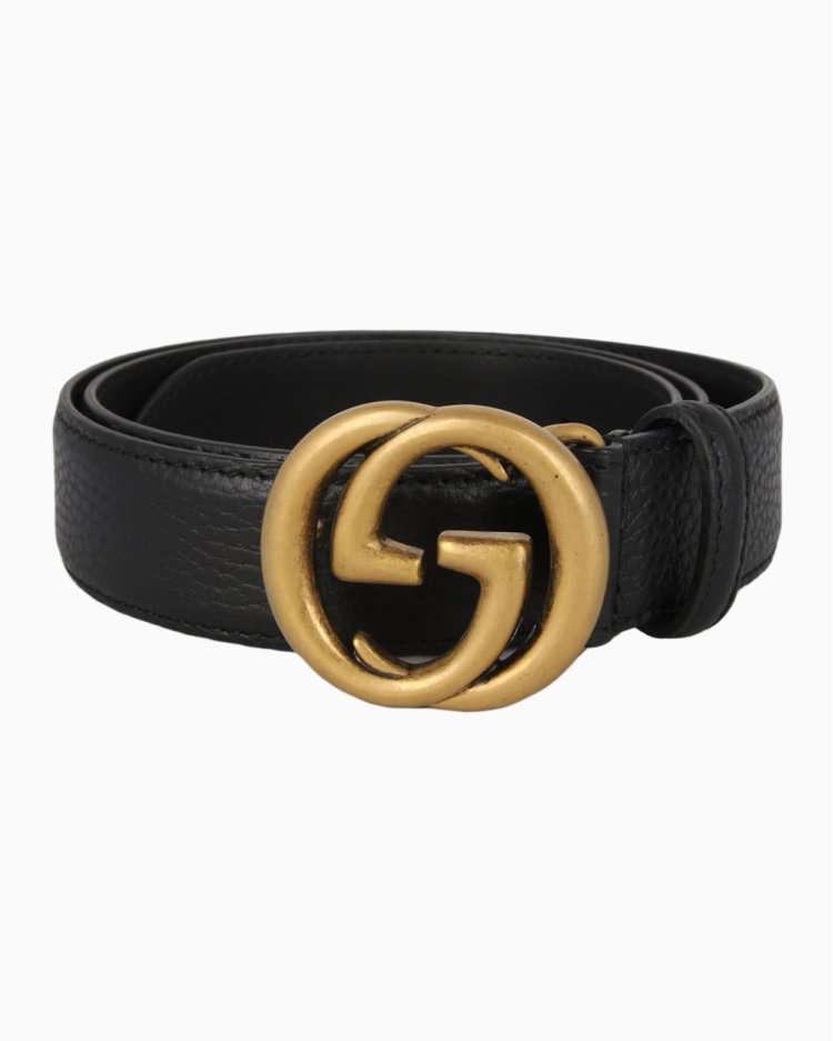 Cinto Gucci Original Interlocking G Preto Feminino