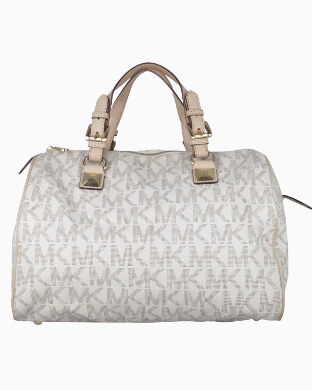 Bolsa Michael Kors Original Grayson Signature Monograma Off White Feminina