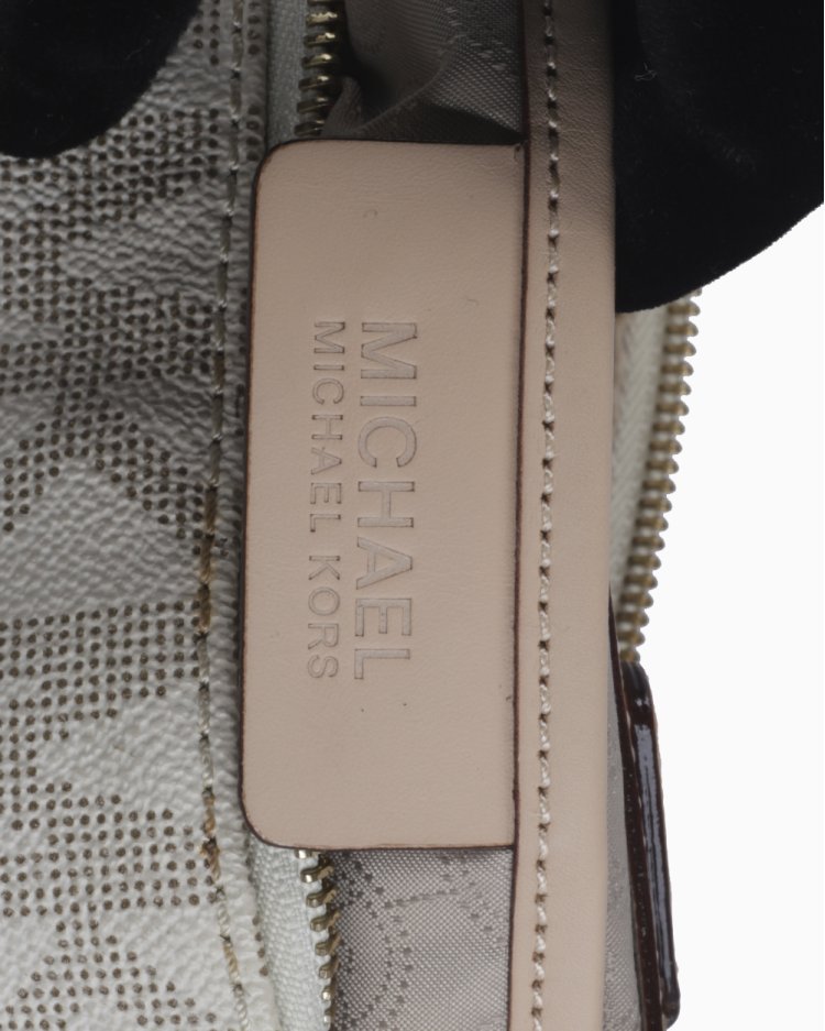 Bolsa Michael Kors Original Grayson Signature Monograma Off White Feminina