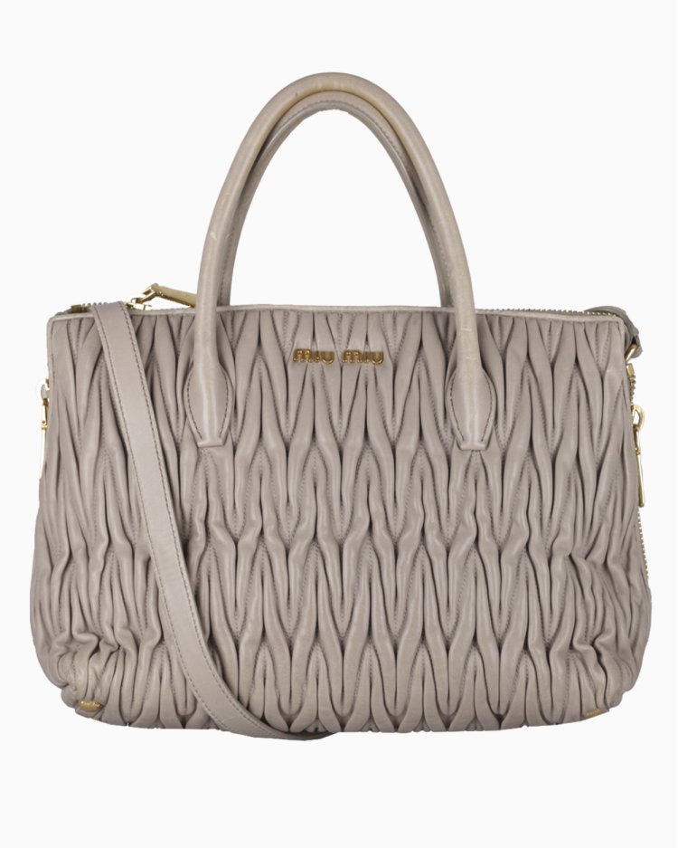 Bolsa Miu Mil Original Matelassê Handle Bege Feminina