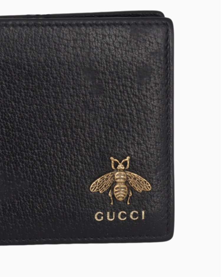 Carteira Gucci Original Animalier Leather Preta Masculina