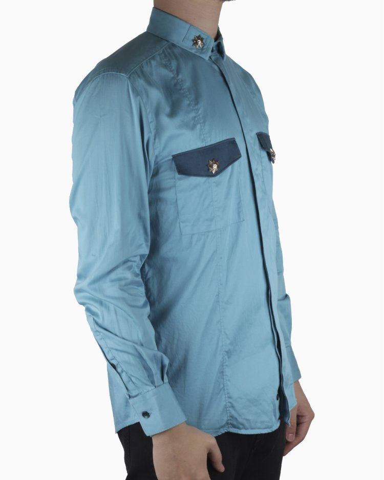 Camisa Versace Original Star Azul Turquesa Masculina