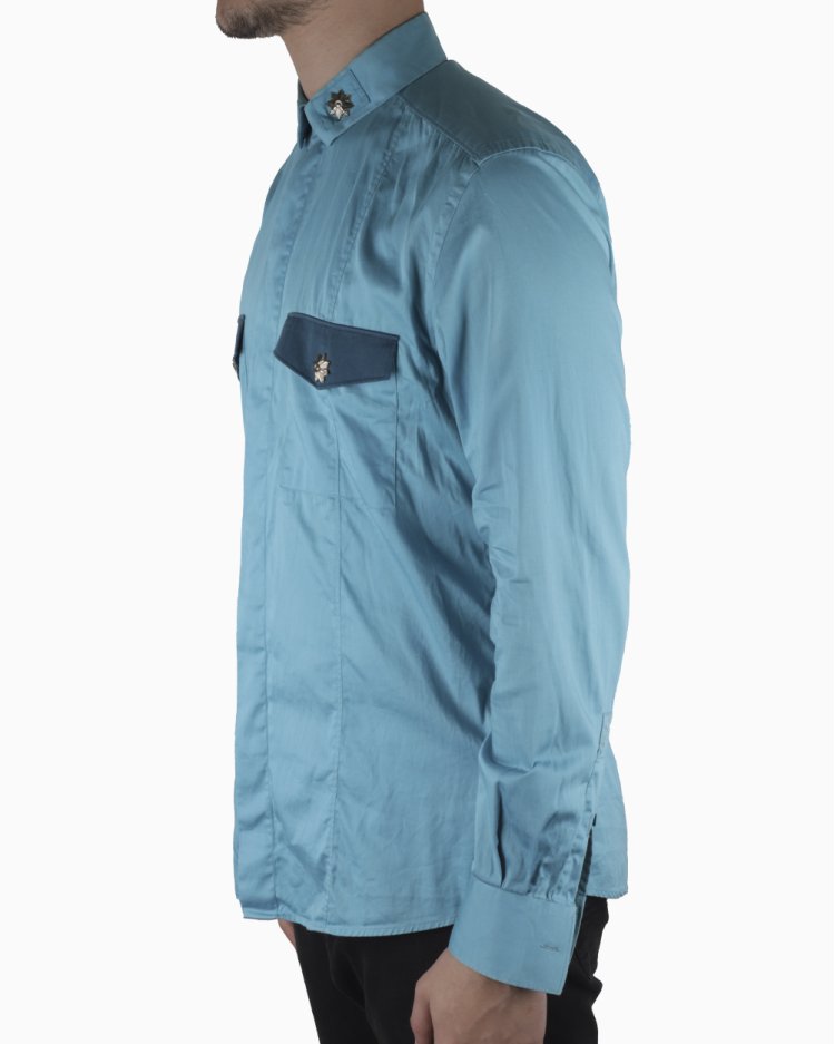 Camisa Versace Original Star Azul Turquesa Masculina