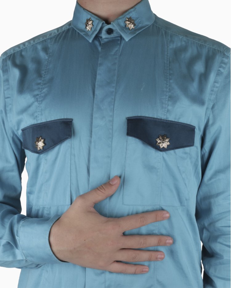 Camisa Versace Original Star Azul Turquesa Masculina