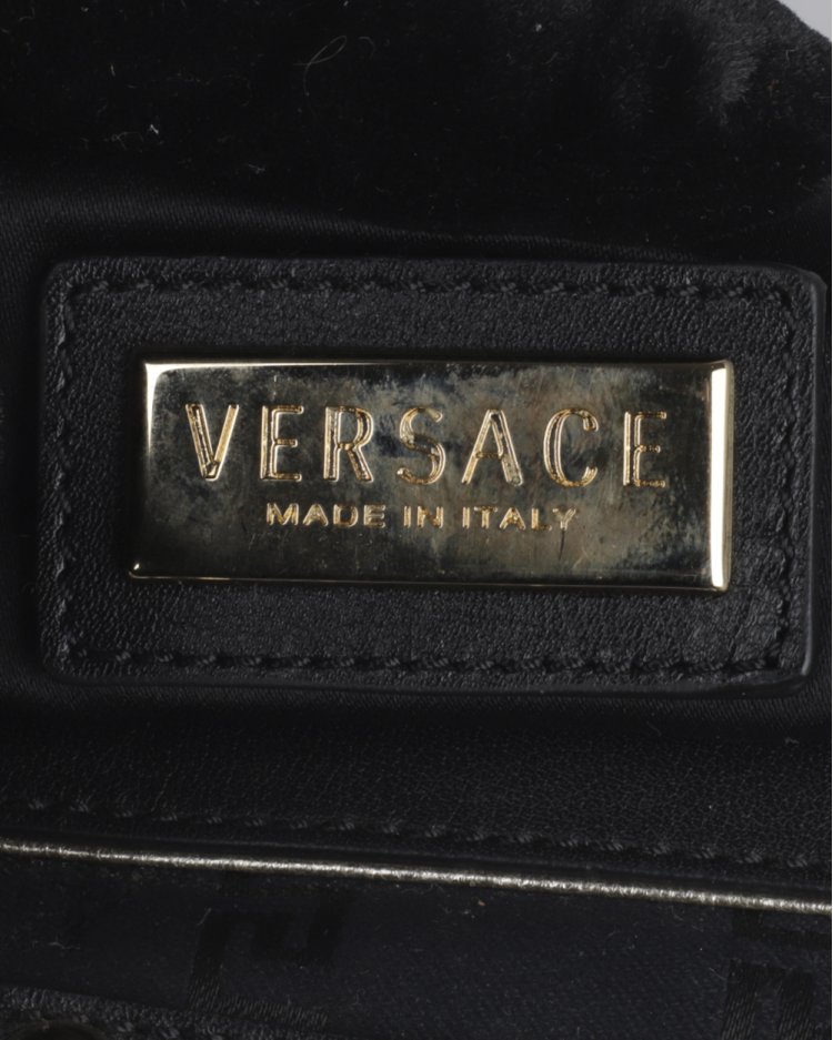 Bolsa Versace Original Medusa Bowling Preta e Dourado Feminina