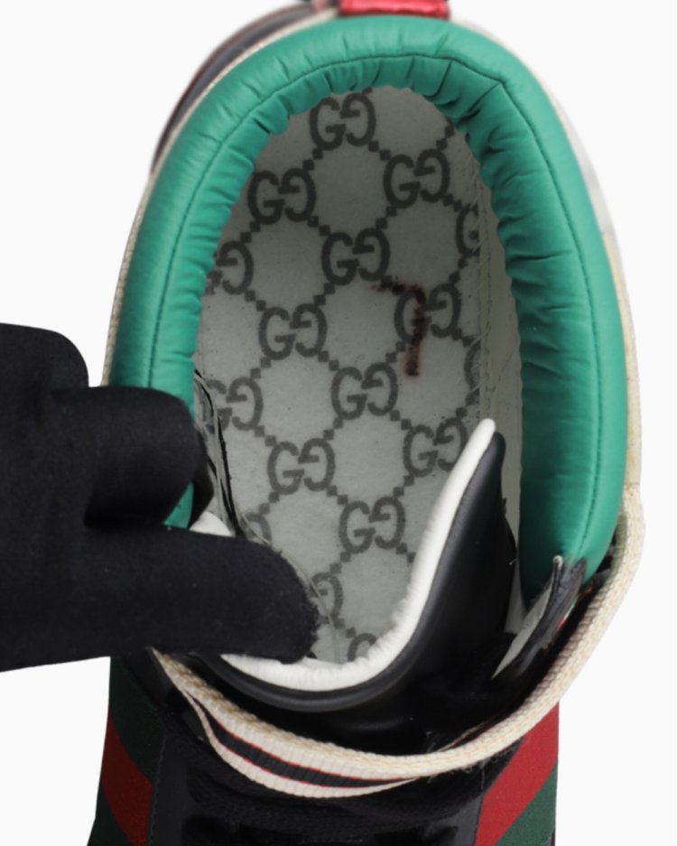 Tênis Gucci Original Ace Stripe Cano Alto Preto Masculino