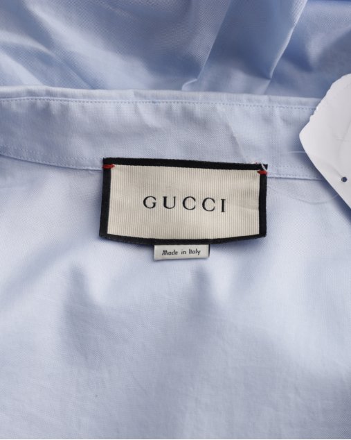 Camisa Gucci Original Bordada Azul Claro Masculina
