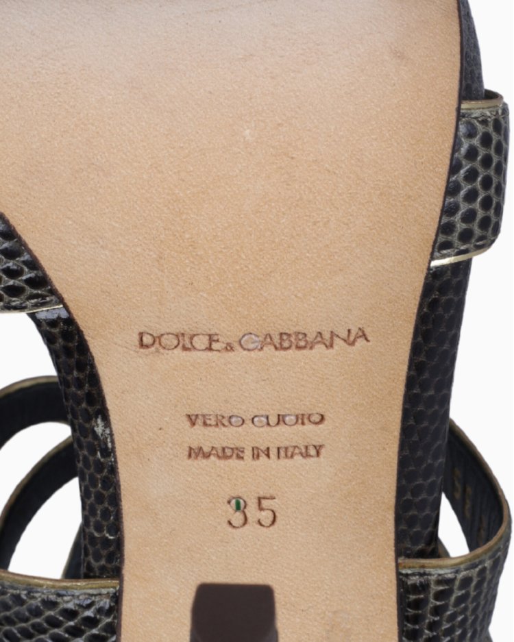 Sandália Dolce & Gabbana Original Stripes Python Preta Feminina