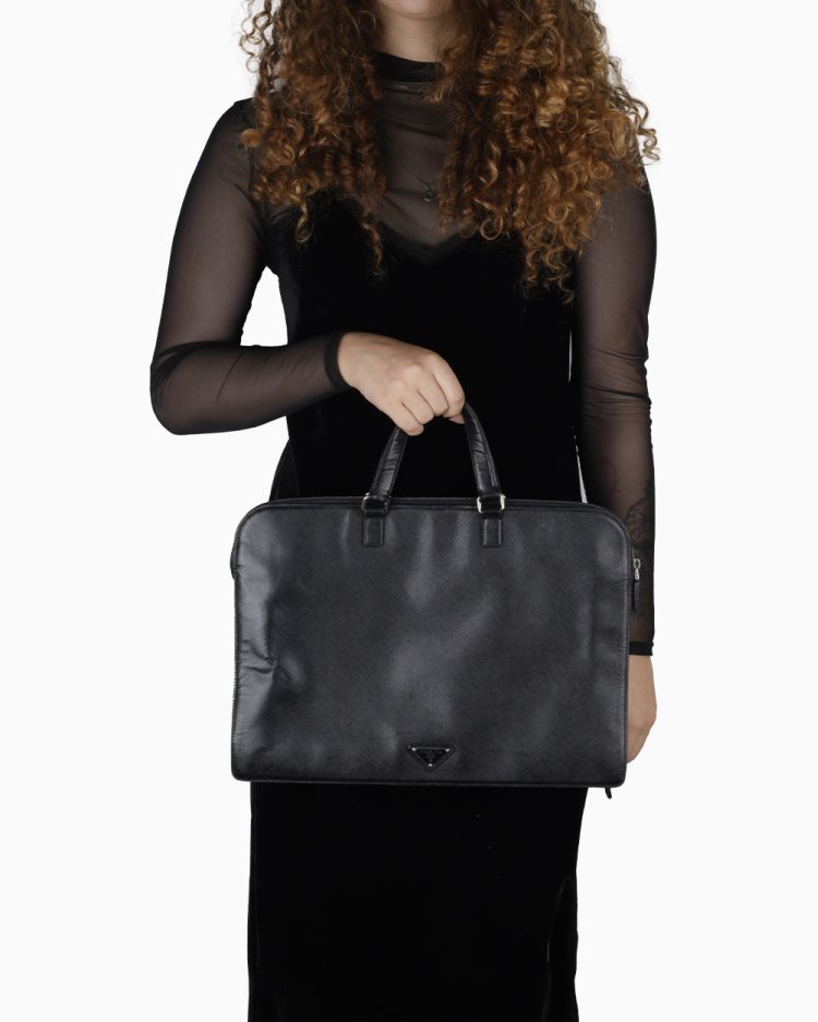 Pasta Prada Saffiano Original Travel Preta Feminina