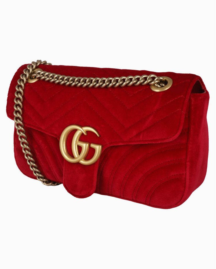 Bolsa Gucci Original GG Marmont Velvet Vermelha Feminina