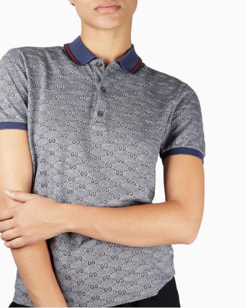 Camisa Gucci Original Polo GG Cinza Masculina
