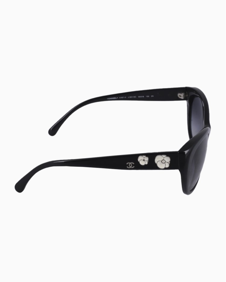 Óculos de Sol Chanel Original Camellia 5187-H Preto Feminina
