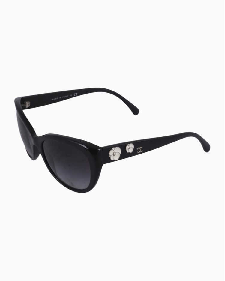 Óculos de Sol Chanel Original Camellia 5187-H Preto Feminina