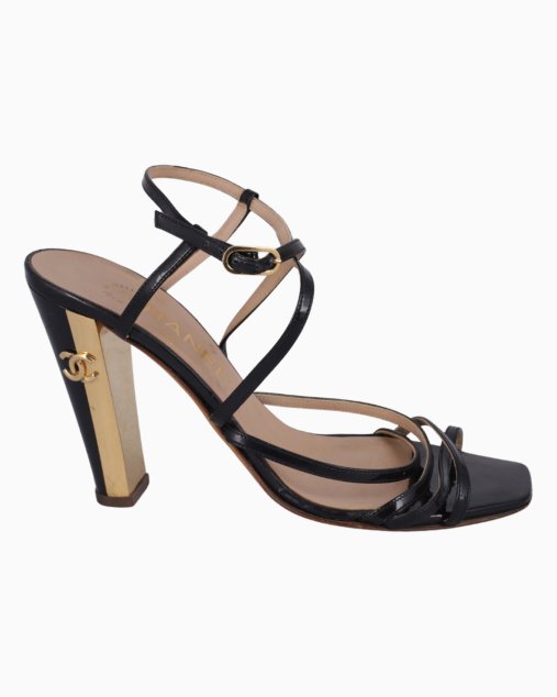 Sandália Chanel Original Tiras Preta Feminina