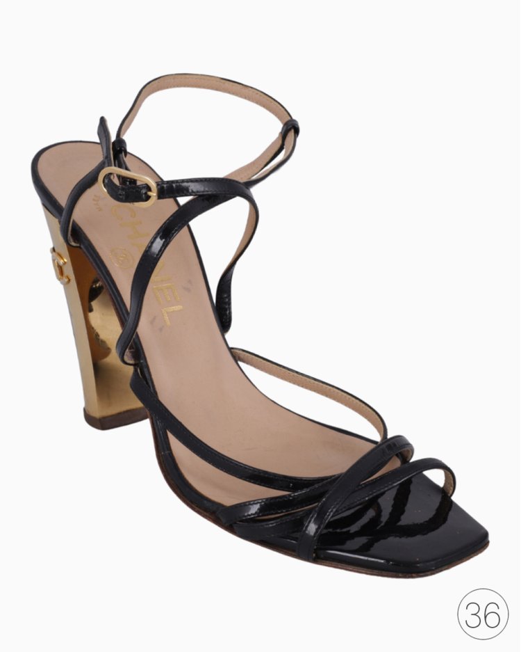 Sandália Chanel Original Tiras Preta Feminina