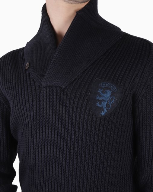 Suéter Gucci Original Lã Tricõ Azul Marinho Masculino
