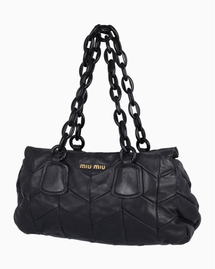 Bolsa Miu Miu Original Matelassê Couro Preta Feminina