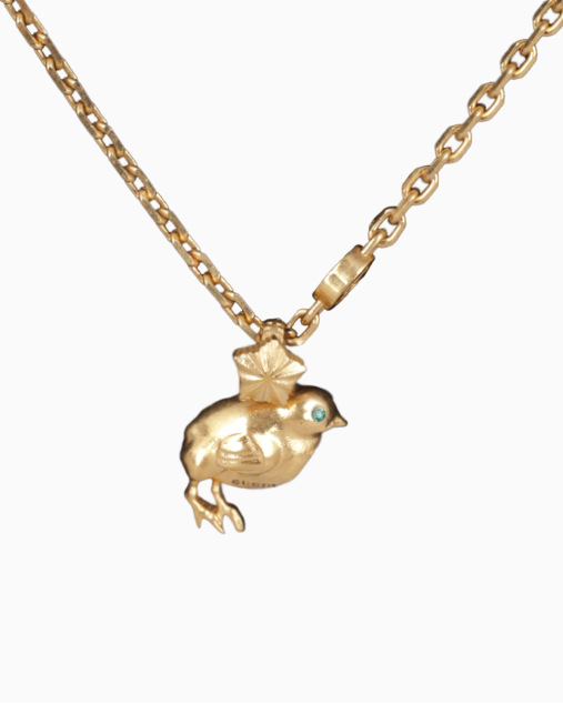 Colar Gucci Original Chick Pendant Interlocking Dourado Feminina