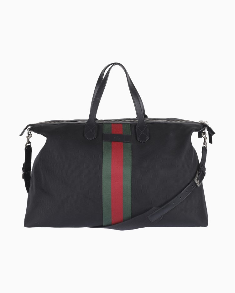 Mala Gucci Original Canvas Web Duffle Preta Masculina