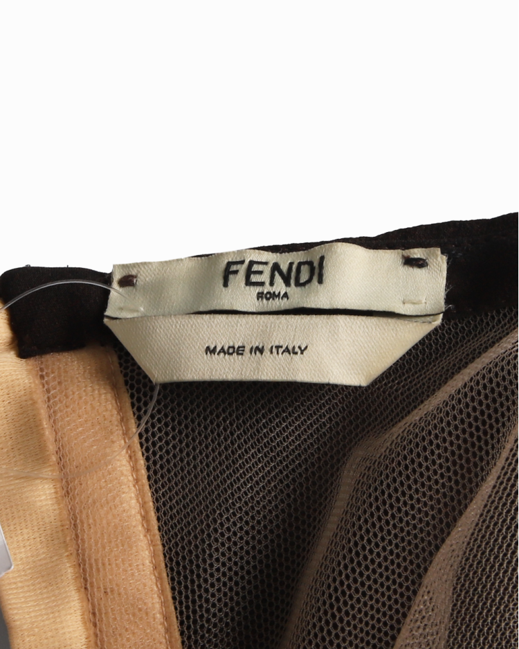 Vestido Fendi Original Babados Cetim Marrom Feminino