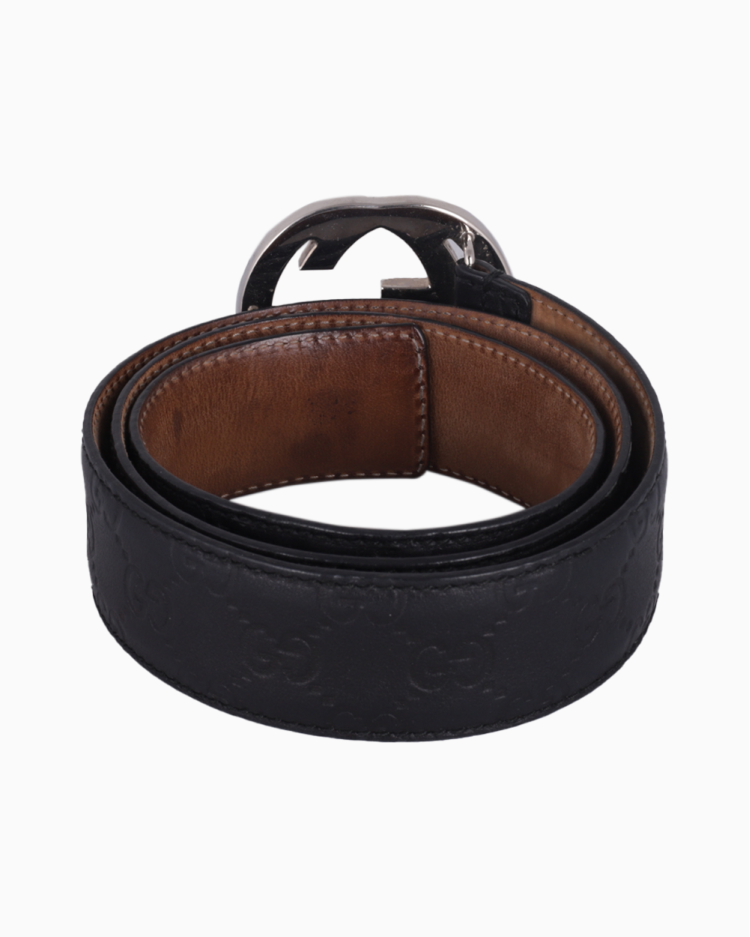 Cinto Gucci Guccissima Original Interlocking Preto Masculino