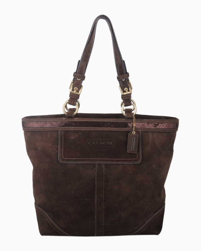 Bolsa Coach Original Vintage In Signature Camurça Tote Marrom Feminina