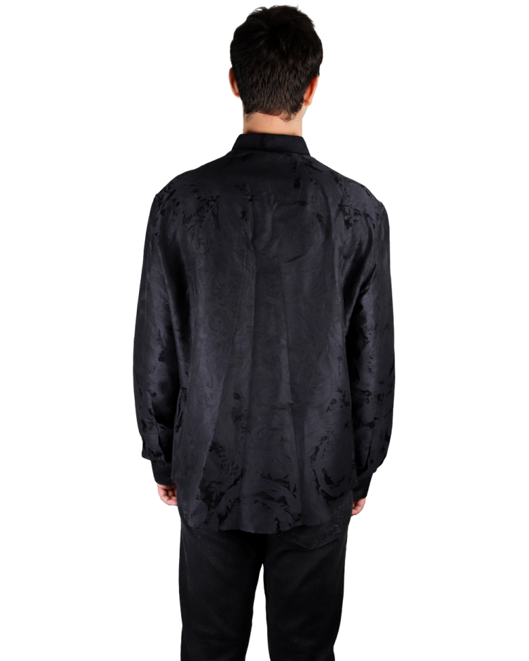 Camisa Versace Collection Algodão e Seda Preta Masculina