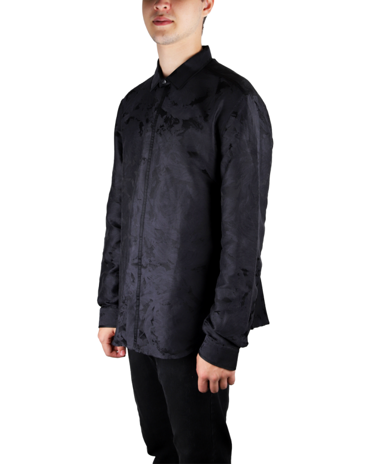 Camisa Versace Collection Algodão e Seda Preta Masculina