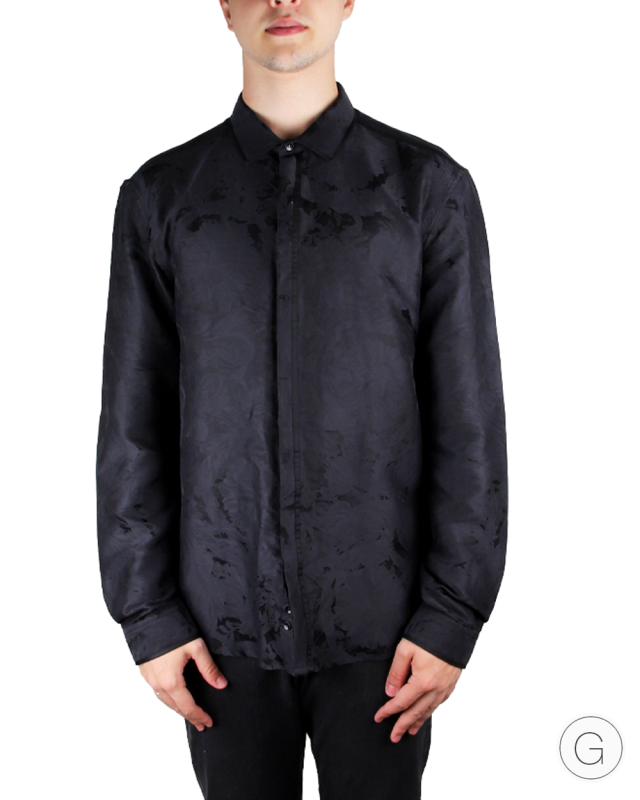 Camisa Versace Collection Algodão e Seda Preta Masculina