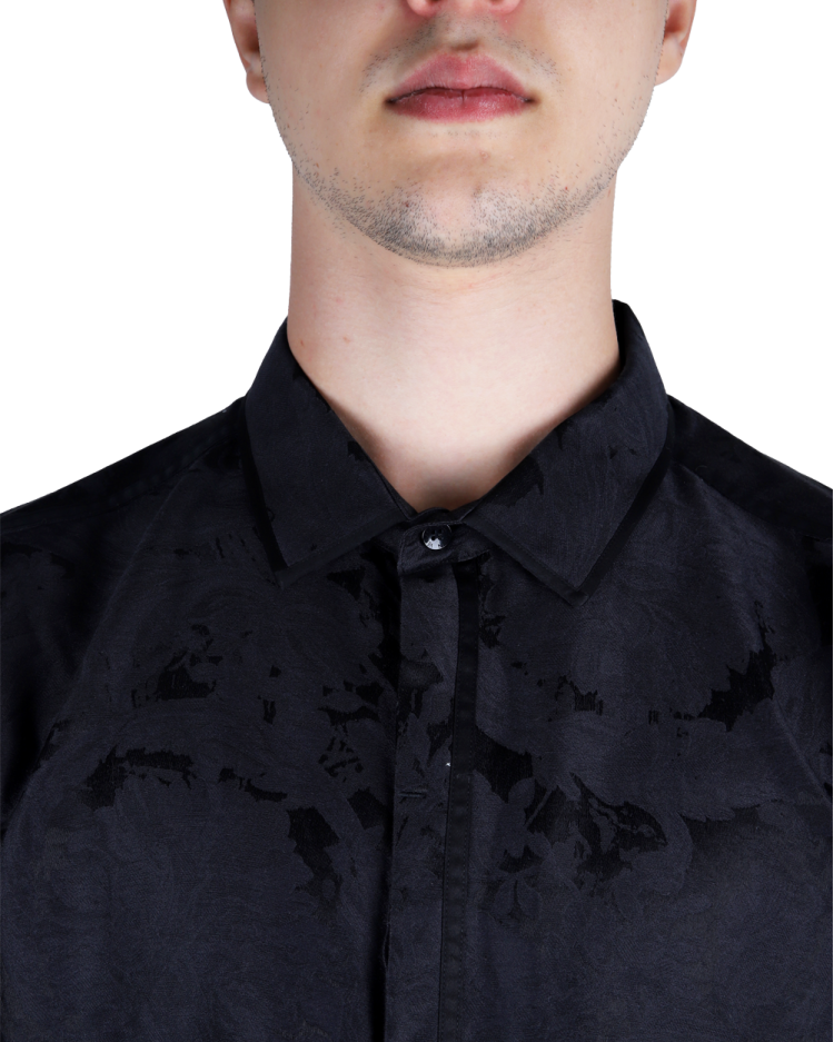 Camisa Versace Collection Algodão e Seda Preta Masculina