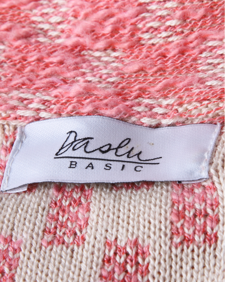 Cardigan Daslu Original Tweed Rosa Feminino