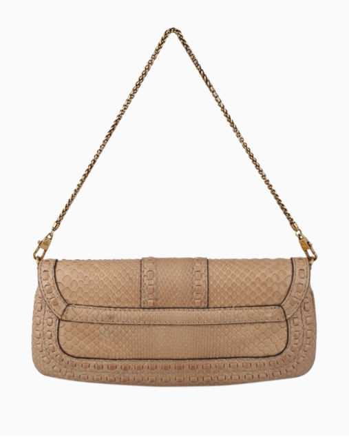 Bolsa Gucci Original Snaffle Bit Python Bege Feminina