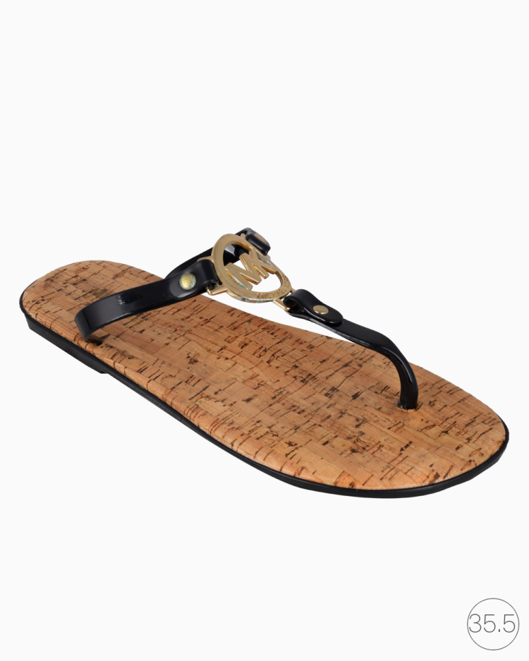 Sandália Michael Kors Original Rasteira MK Preta Feminina