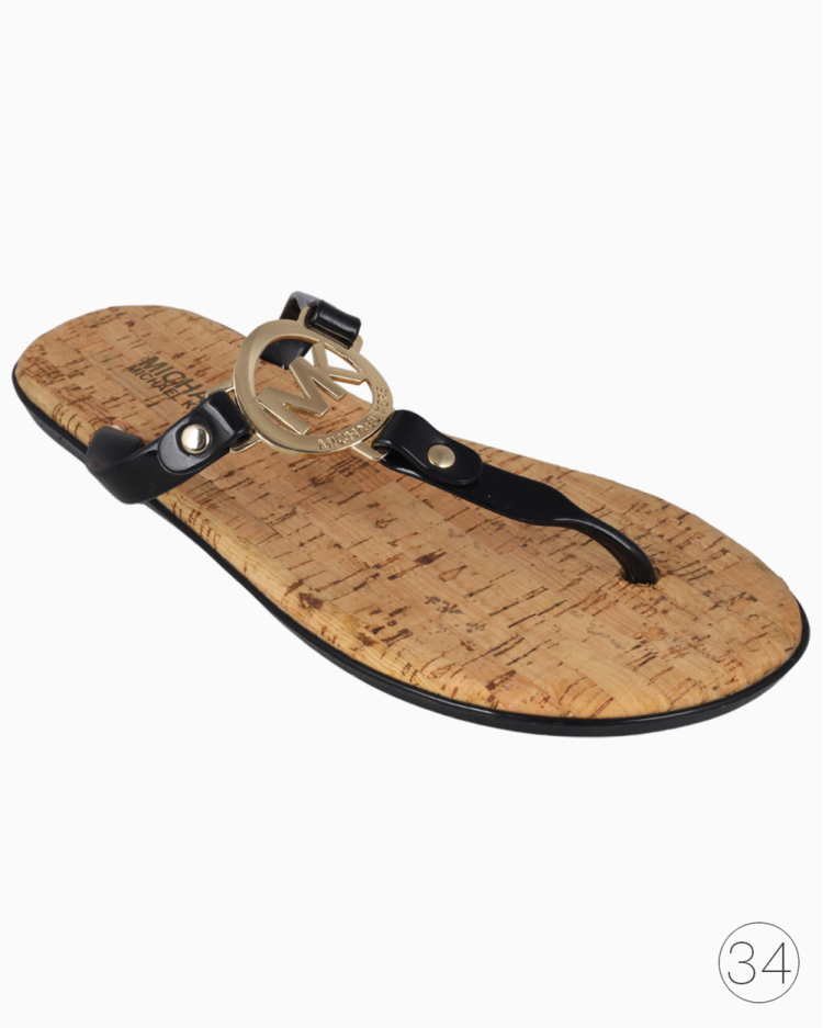 Sandália Michael Kors Original Rasteira MK Preta Feminina