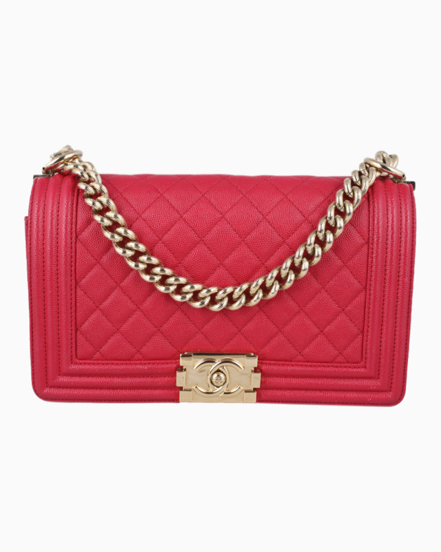 Bolsa Chanel Original Caviar Boy Média Pink Feminina