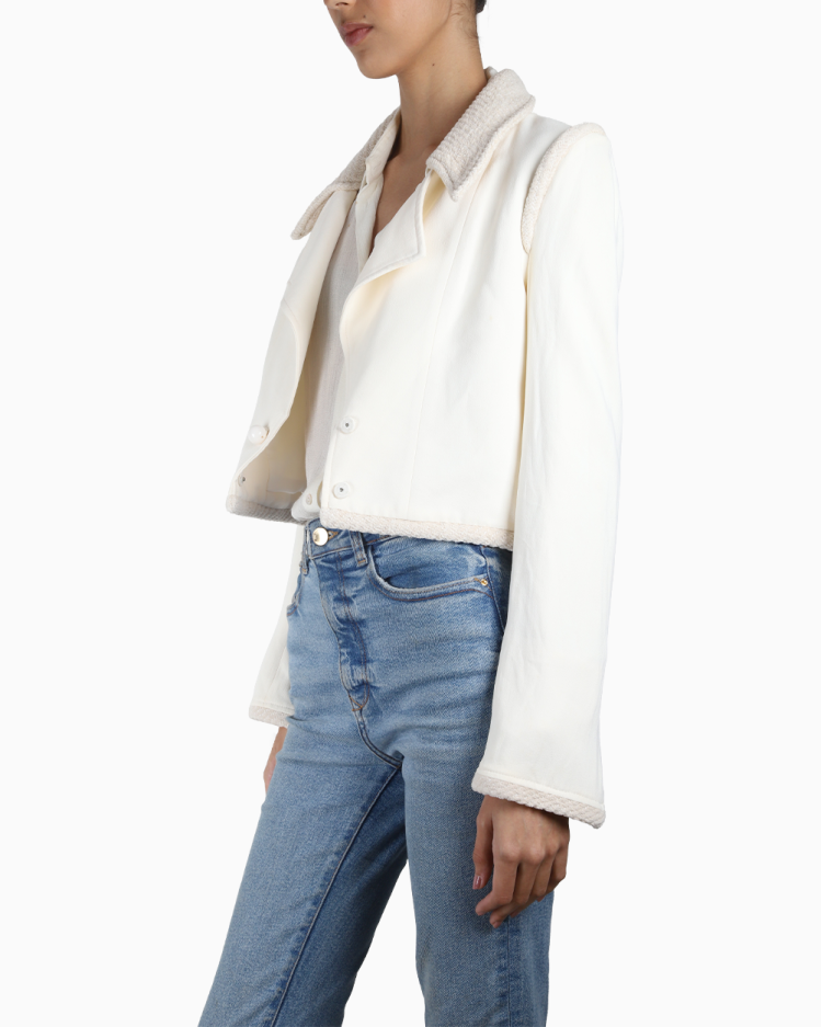 Blazer Cris Barros Original Cropped Off White Feminina