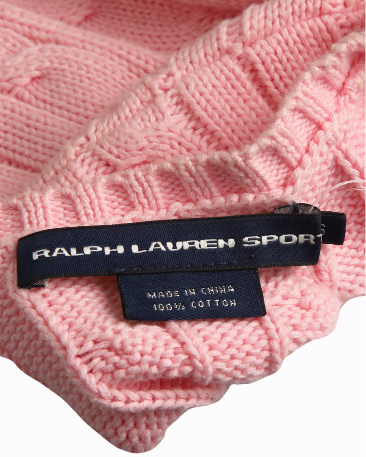 Suéter Ralph Lauren Sport Original Gola V Rosa Feminino