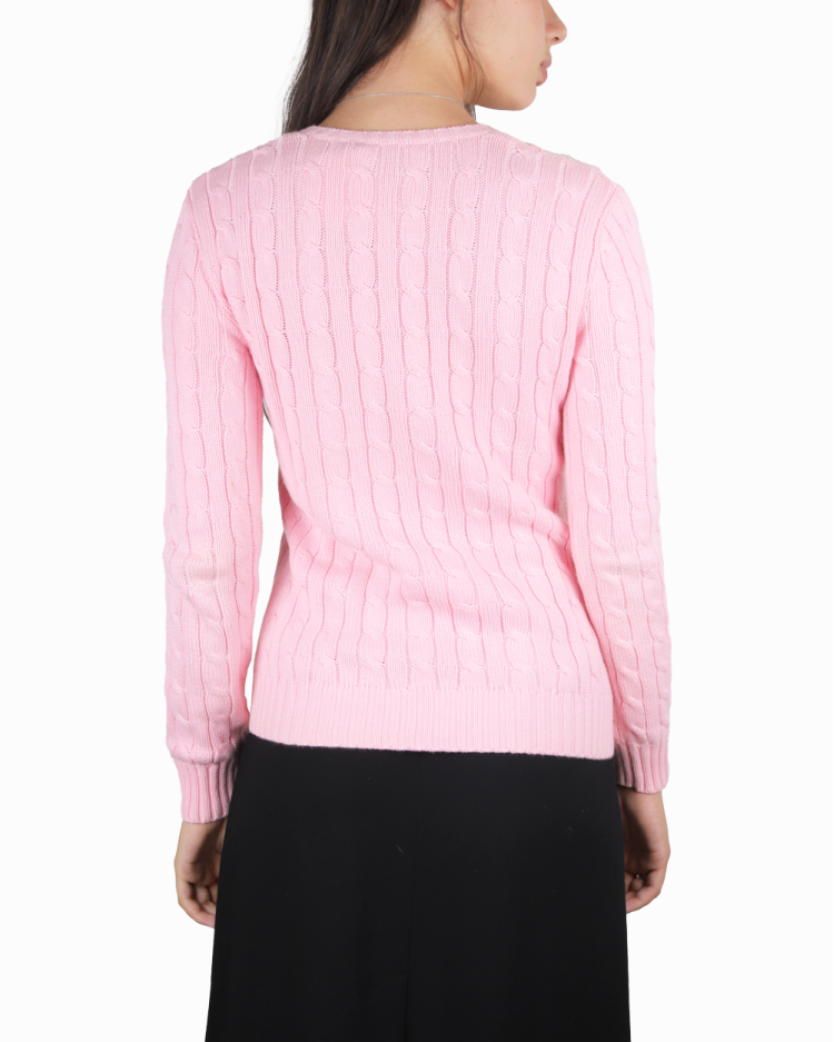 Suéter Ralph Lauren Sport Original Gola V Rosa Feminino