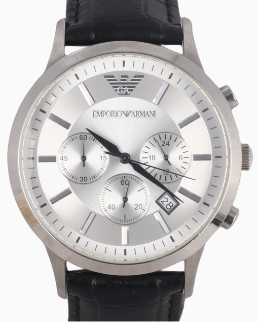 Relógio Emporio Armani Original AR2432 Prata e Preto Masculino