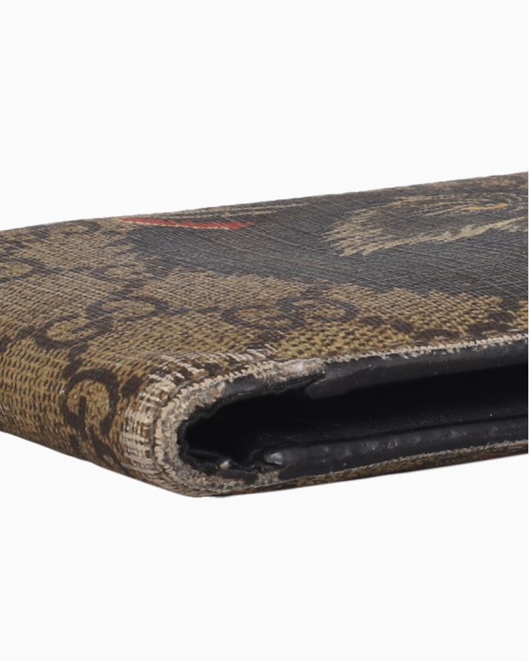 Carteira Gucci Original Bifold GG Supreme Wolf Bege Masculina